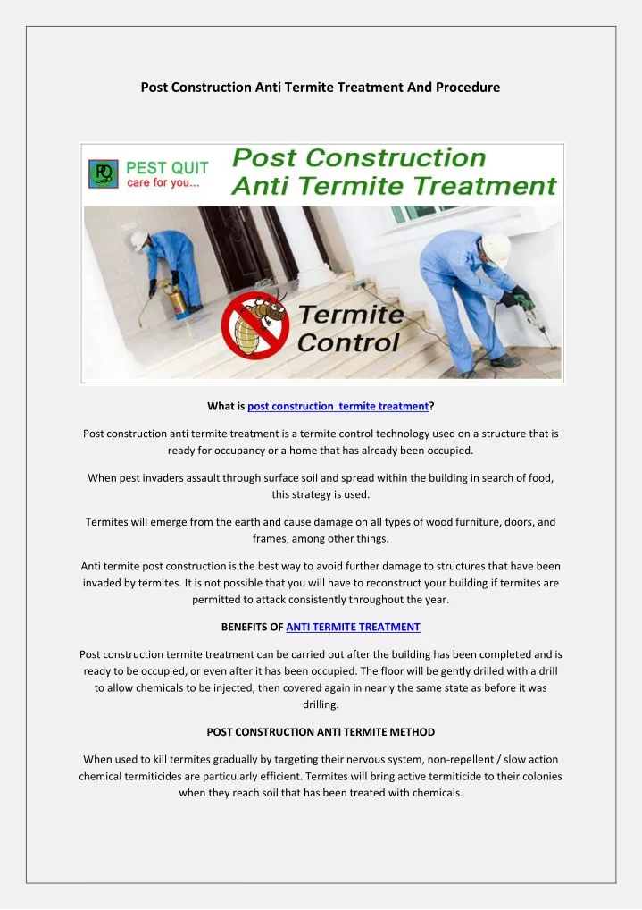 PPT - Post Construction Anti Termite Treatment And Procedure (1 ...
