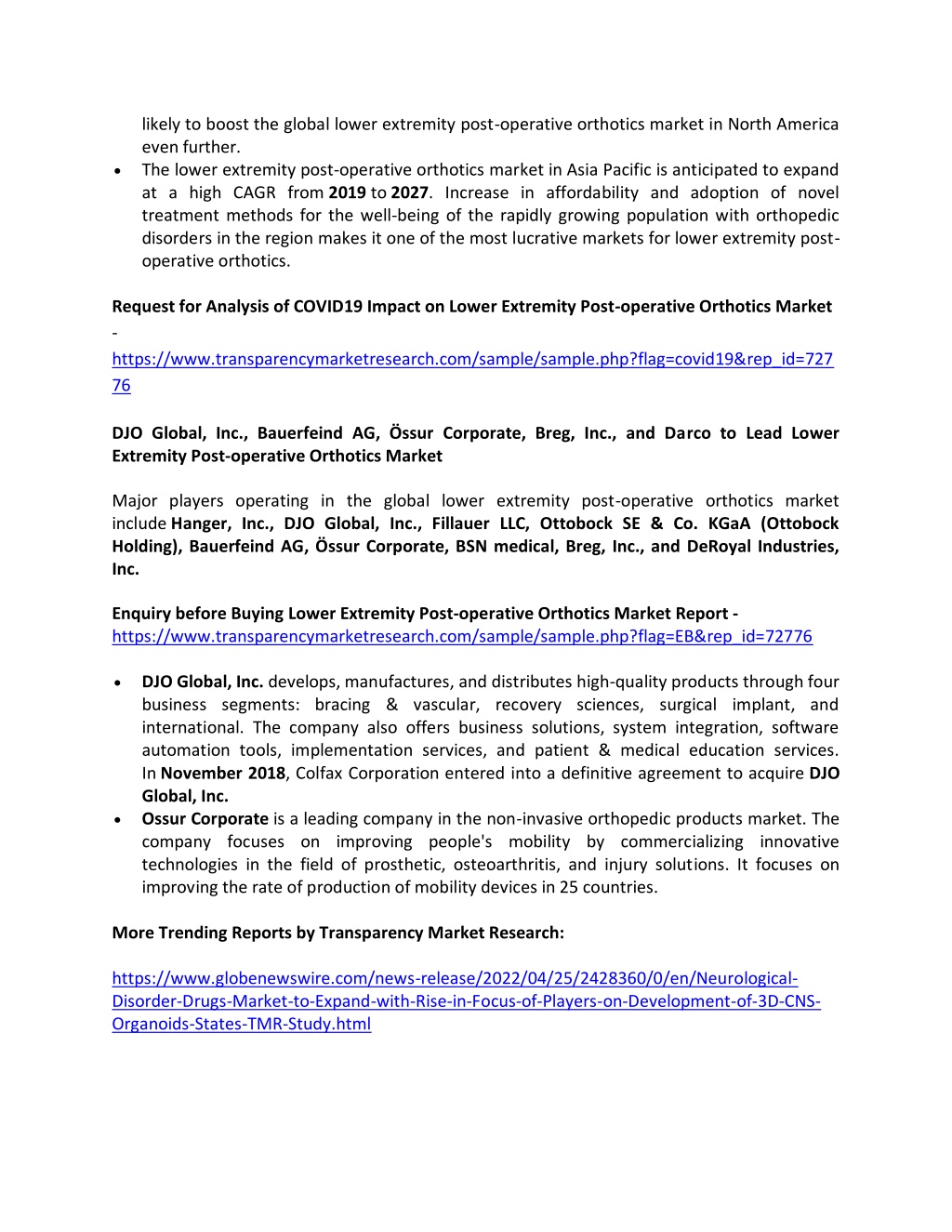 PPT - Lower Extremity Post-operative Orthotics Market Development ...