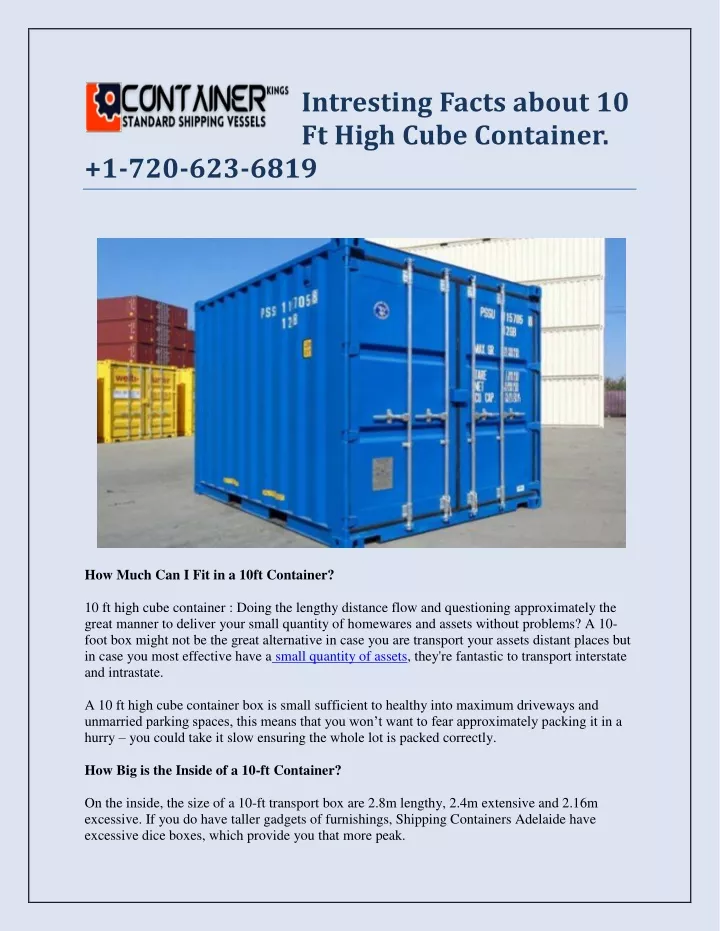 PPT - Intresting Facts about 10 Ft High Cube Container. 1-720-623-6819 ...