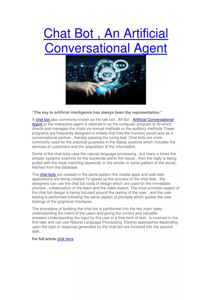 PPT - Chat Bot , An Artificial Conversational Agent PowerPoint Presentation - ID:11385823