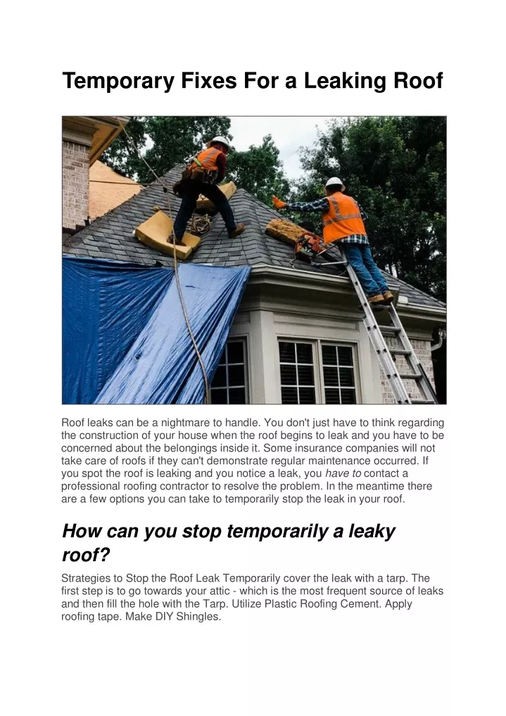 PPT - Temporary Fixes For a Leaking Roof PowerPoint Presentation, free ...