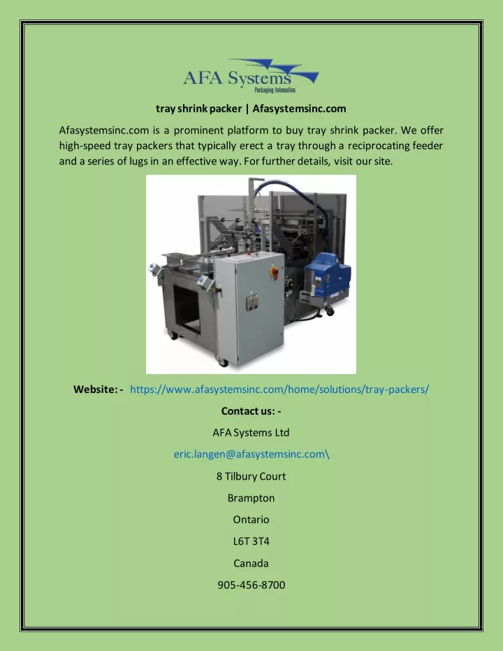 PPT - tray shrink packer Afasystemsinc PowerPoint Presentation, free ...