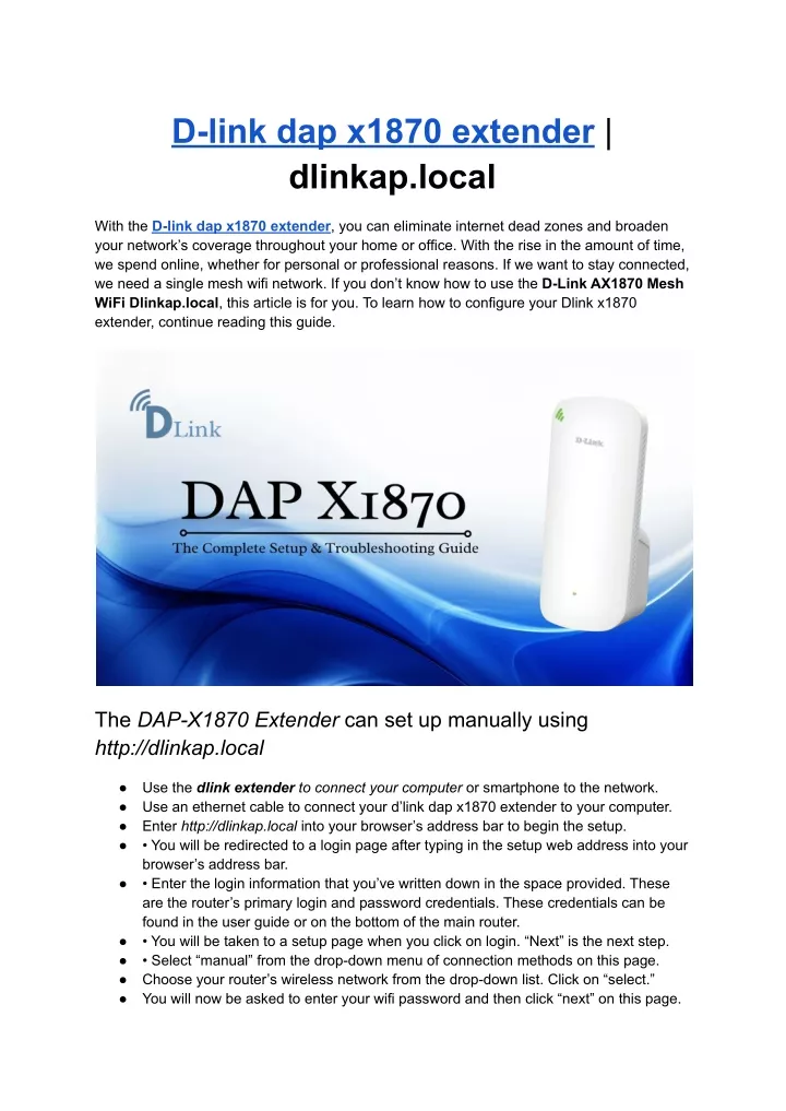 PPT - D-link dap x1870 extender | dlinkap.local PowerPoint Presentation ...