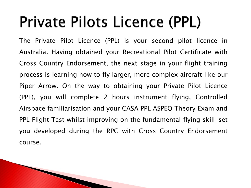 PPT - Private Pilot Licence Training Australia | Flight Training ...