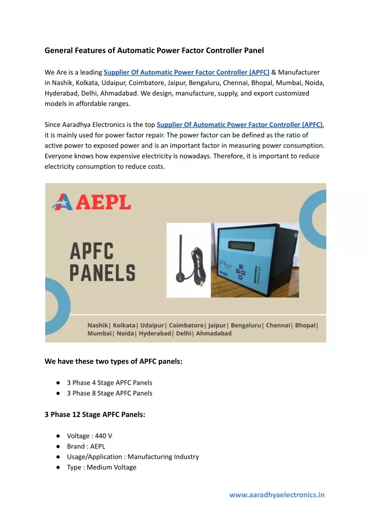 PPT - General Features of Automatic Power Factor Controller Panel ...