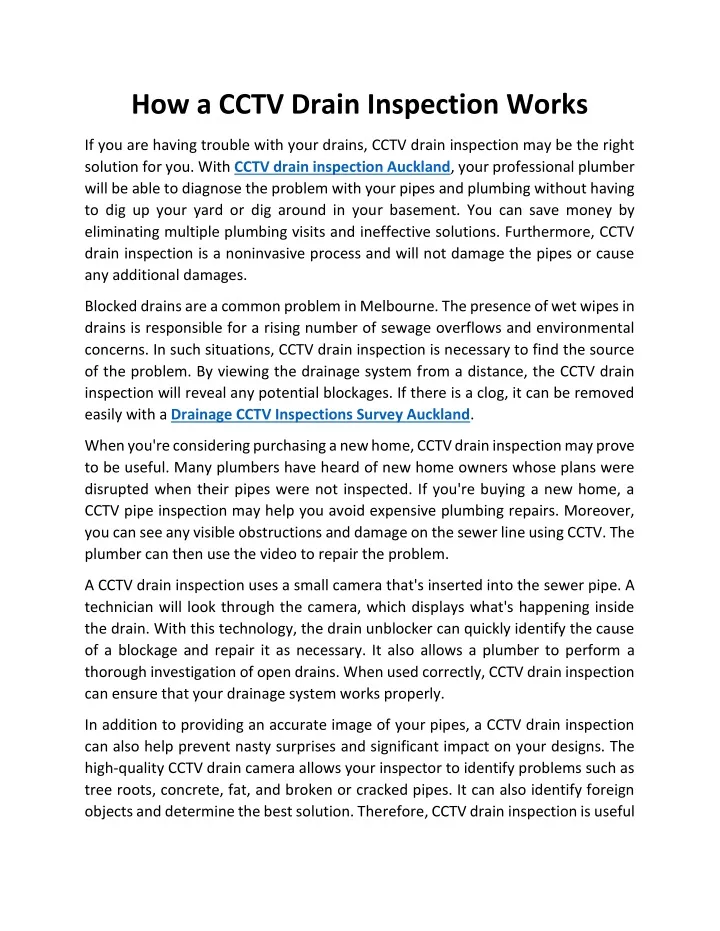 PPT - How a CCTV Drain Inspection Works PowerPoint Presentation, free ...