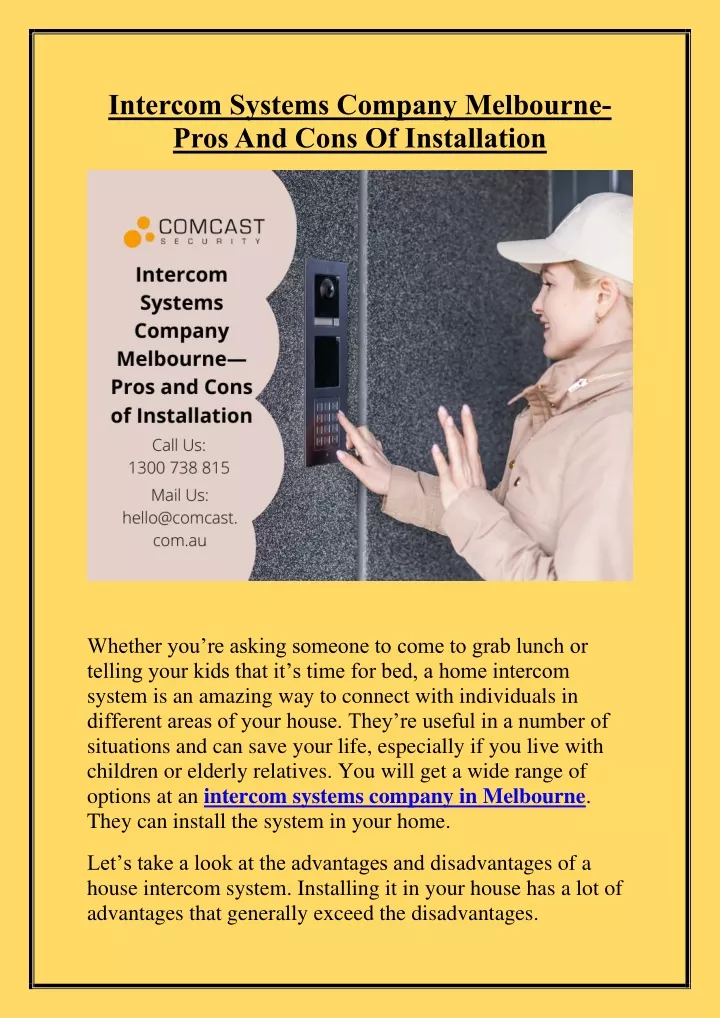 PPT - Intercom Systems Company Melbourne- Pros And Cons Of Installation ... PPT - Intercom Systems Company Melbourne- Pros And Cons Of Installation ...