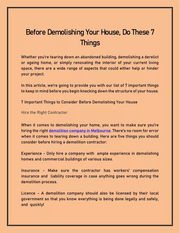 PPT - Before Demolishing Your House, Do These 7 Things PowerPoint ...