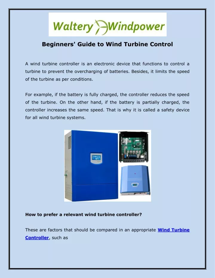 PPT - Beginners' Guide to Wind Turbine Control PowerPoint Presentation ...