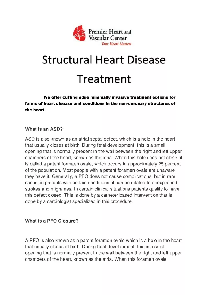 PPT - Structural Heart Disease Treatment at Premier Heart And Vascular ...