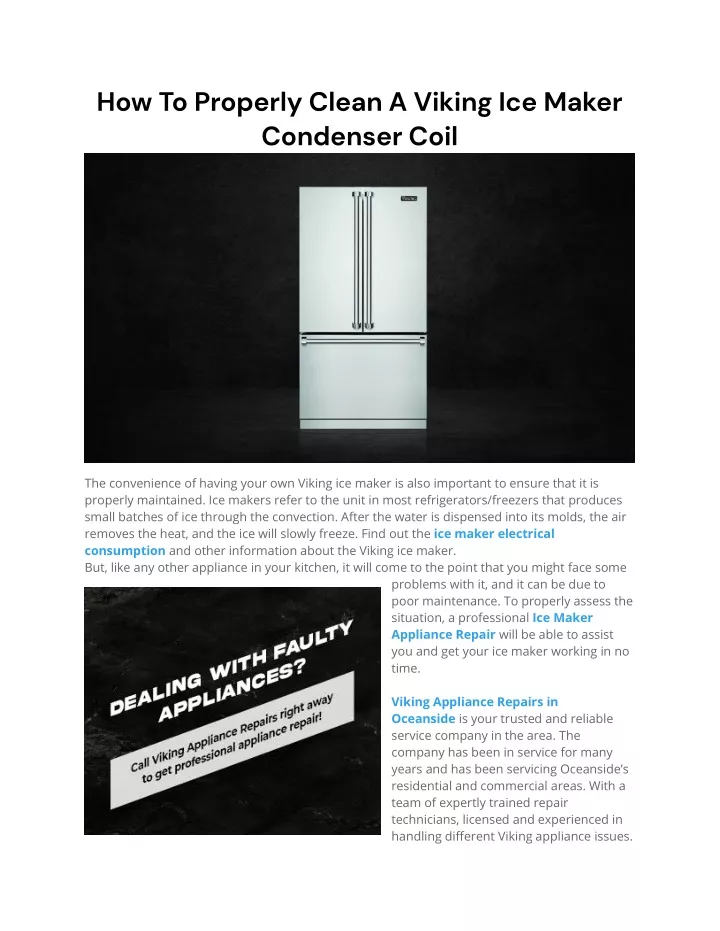 PPT - How To Properly Clean A Viking Ice Maker Condenser Coil ...