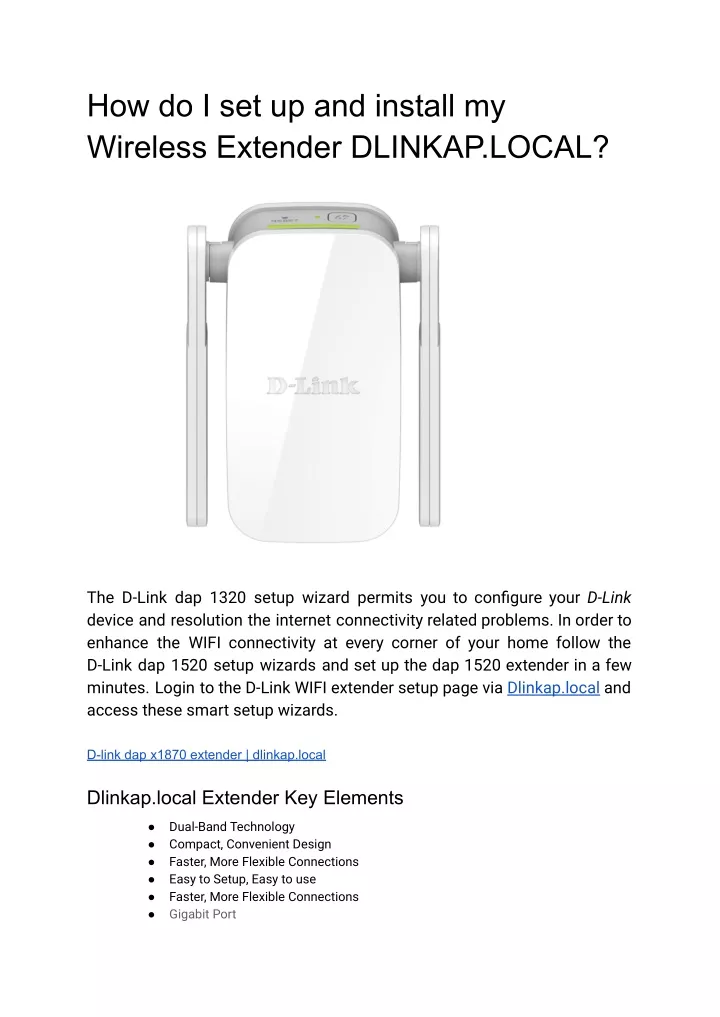 PPT - How do I set up and install my Wireless Extender DLINKAP.LOCAL ...