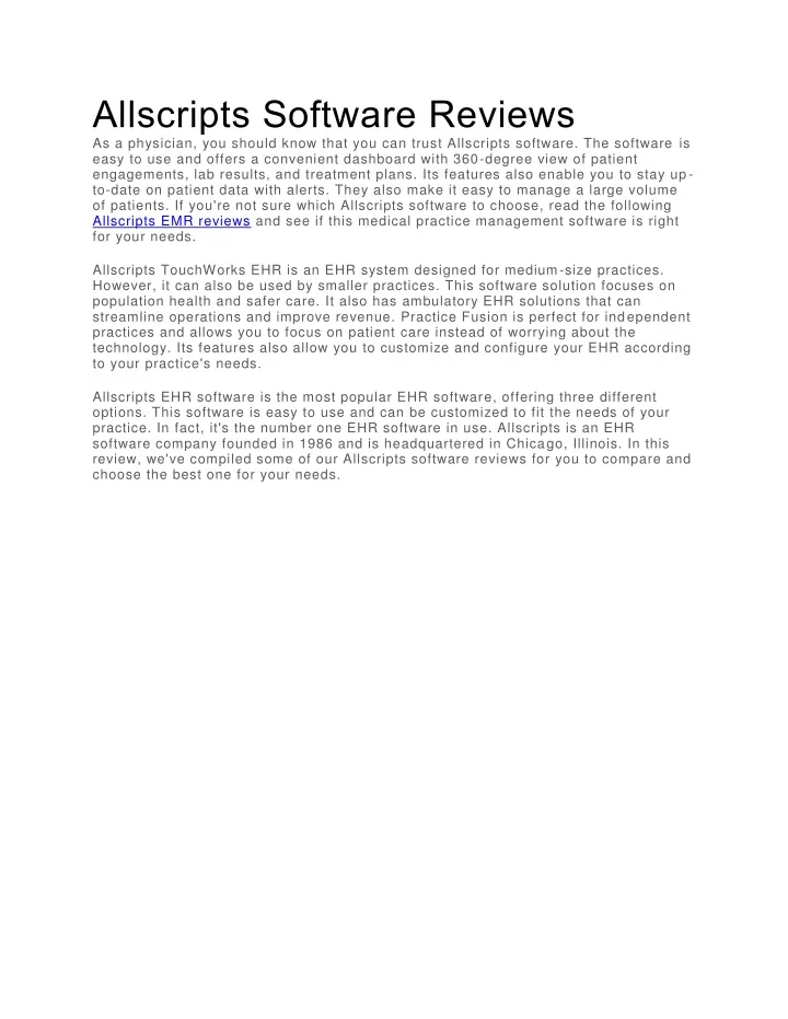 PPT - Allscripts Software Reviews PowerPoint Presentation, free download - ID:11394315