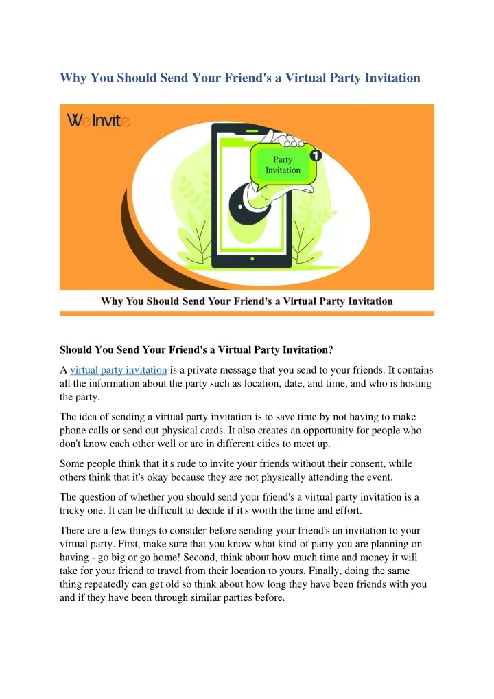 PPT - Why You Should Send Your Friend's a Virtual Party Invitation ... PPT - Why You Should Send Your Friend's a Virtual Party Invitation ...