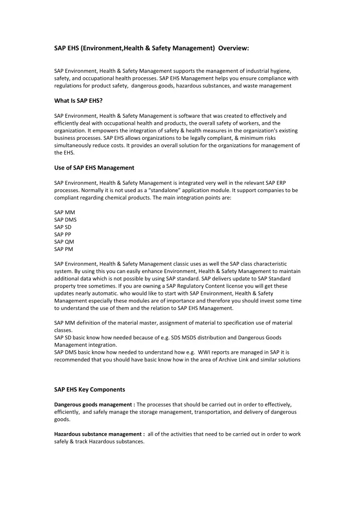 PPT - SAP Environment health and Safety Training | SAP EHS Course | SAP ...