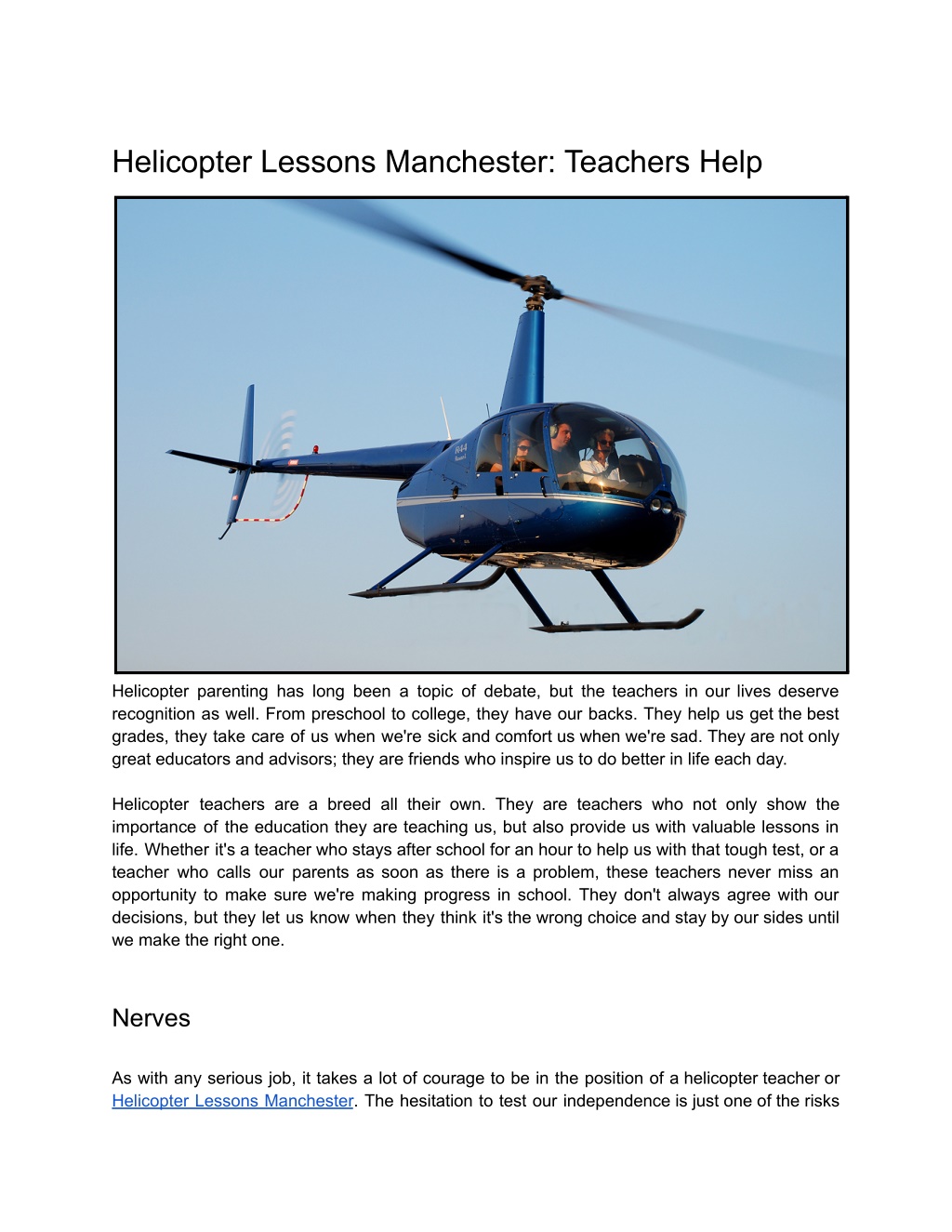 PPT - Helicopter Lessons Manchester: Teachers Help PowerPoint ...