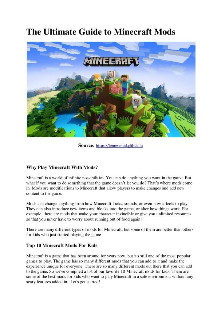 PPT - The Ultimate Guide to Minecraft Mods PowerPoint Presentation ...