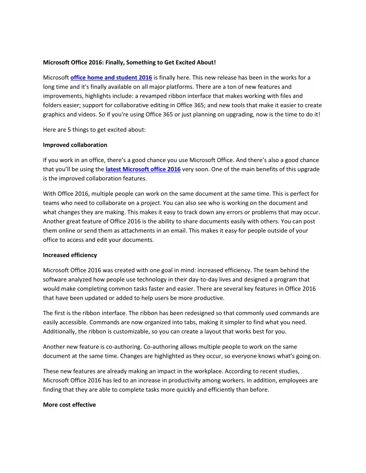 PPT - Microsoft Office 2016: Finally, Something to Get Excited About ...