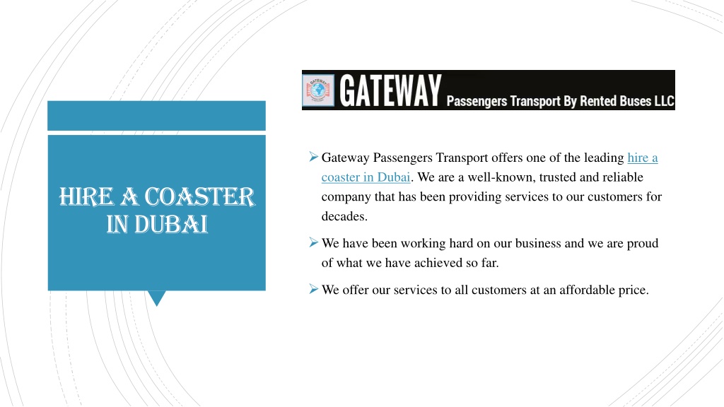 PPT - Gateway Passengers Transport, Offers One of the leading Hire a ...