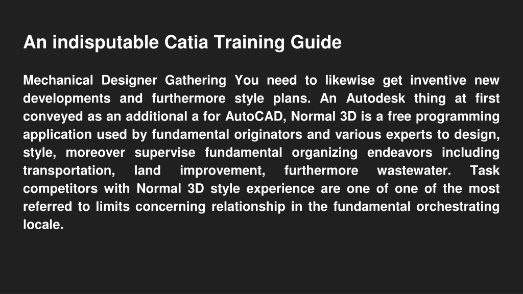 PPT - Things Nobody Informed You as for Catia Training Course ...