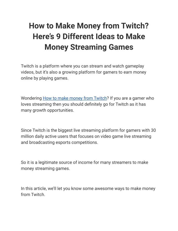 PPT - How to Make Money from Twitch_ Here’s 9 Different Ideas to Make ...