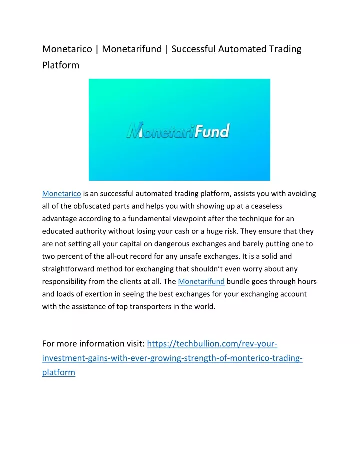 PPT - Monetarico | Monetarifund | Successful Automated Trading Platform ... PPT - Monetarico | Monetarifund | Successful Automated Trading Platform ...