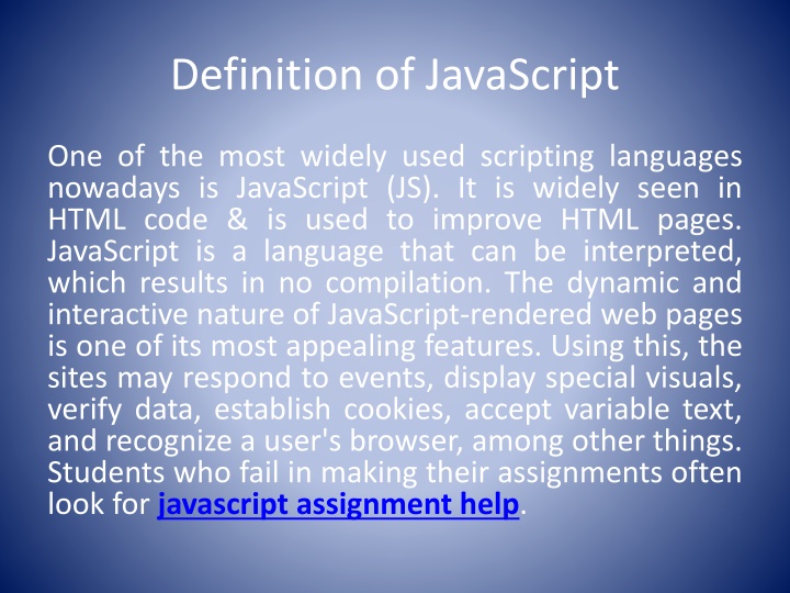 PPT Definition Of JavaScript PowerPoint Presentation Free Download 