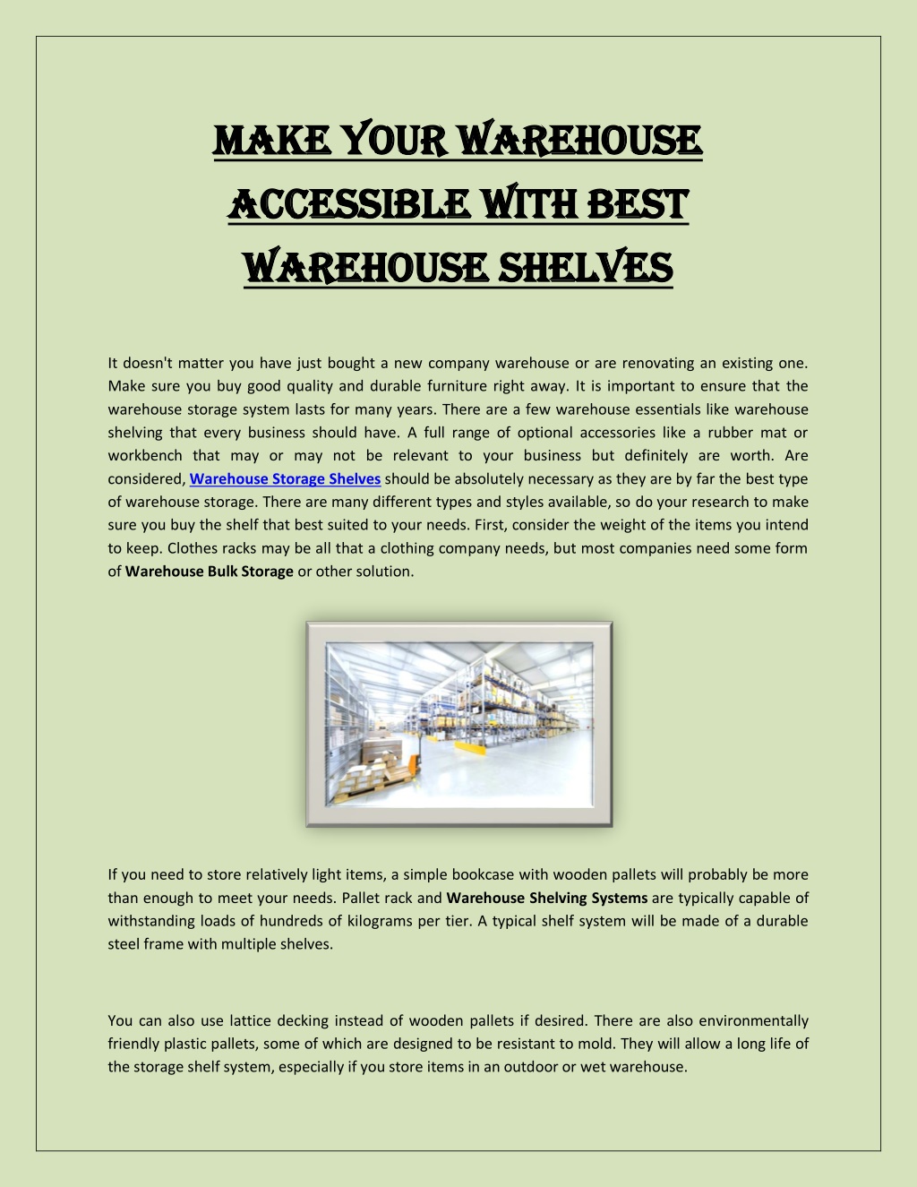 PPT - Make Your Make Your Warehouse AcWarehouse Accessible With Best ...