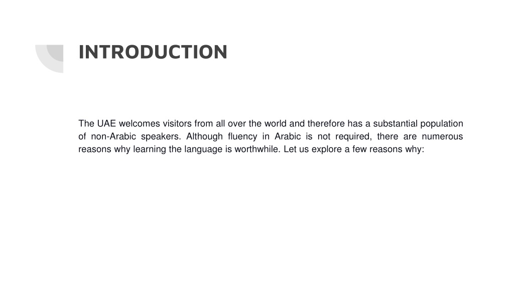 PPT - The advantages of learning Arabic for expats living in the UAE ...