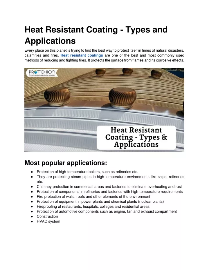 PPT - Heat Resistant Coating - Types and Applications. PowerPoint ...