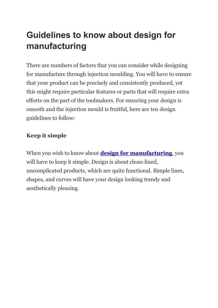PPT - Guidelines to know about design for manufacturing PowerPoint ...