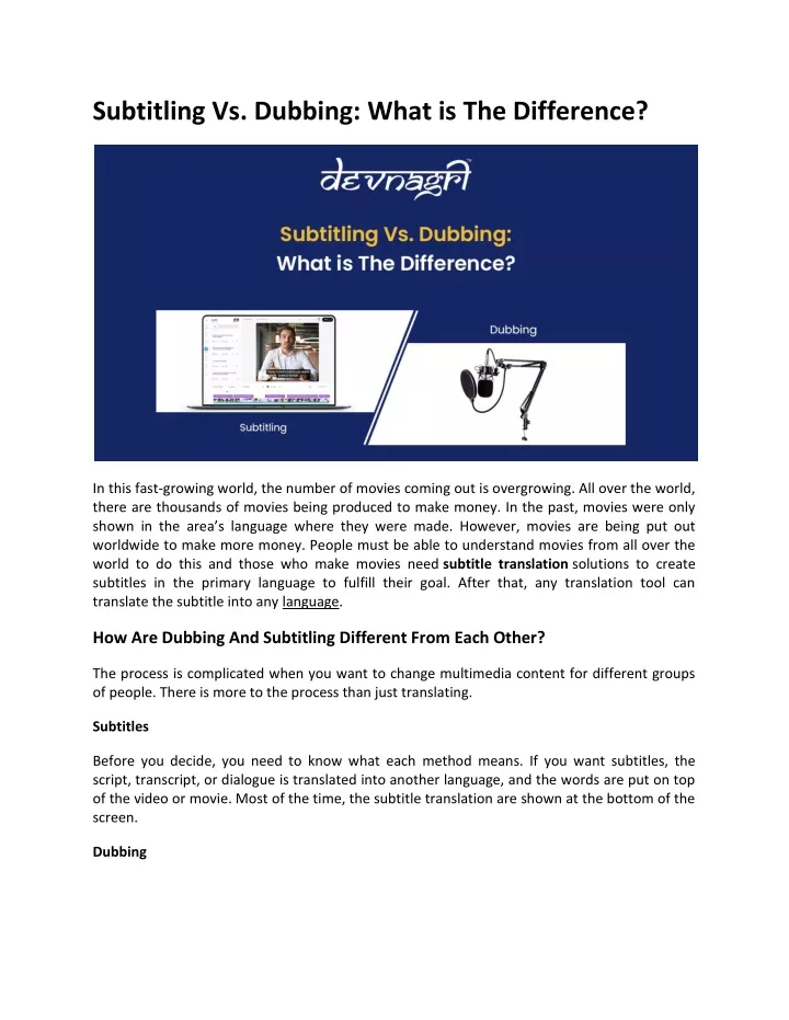 PPT - Subtitling Vs. Dubbing: What is The Difference? PowerPoint ...