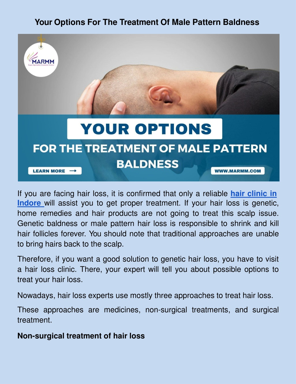 Ppt Your Options For The Treatment Of Male Pattern Baldness
