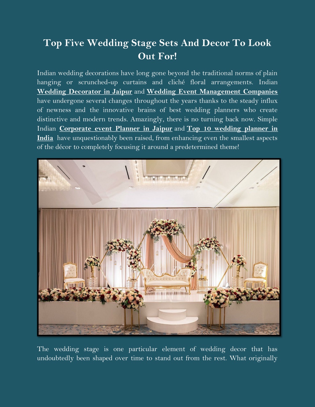 PPT - Top Five Wedding Stage Sets And Decor To Look Out For PowerPoint ...