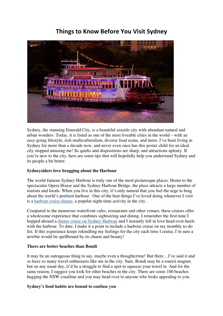 PPT - Things to Know Before You Visit Sydney PowerPoint Presentation ...