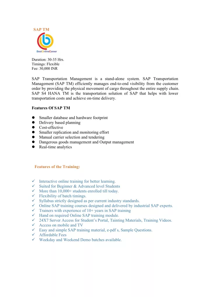 PPT - Learn SAP TM Online | SAP TM Online Training | SAP TM Online ...