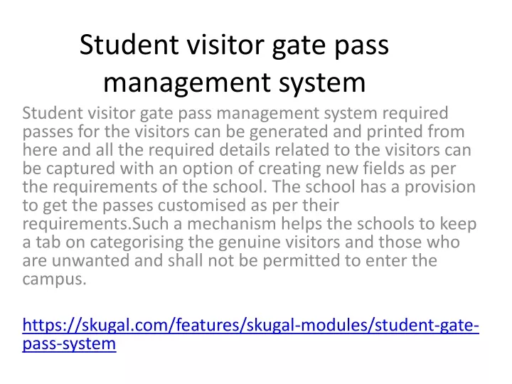 PPT - Student visitor gate pass management system PowerPoint ...