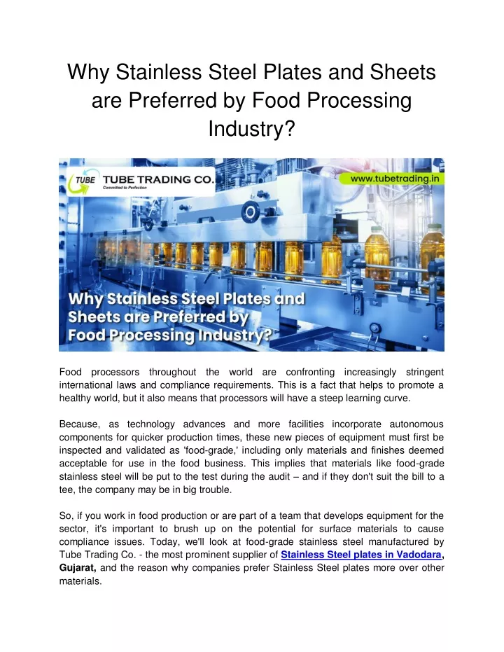 PPT - Why Stainless Steel Plates and Sheets are Preferred by Food ...