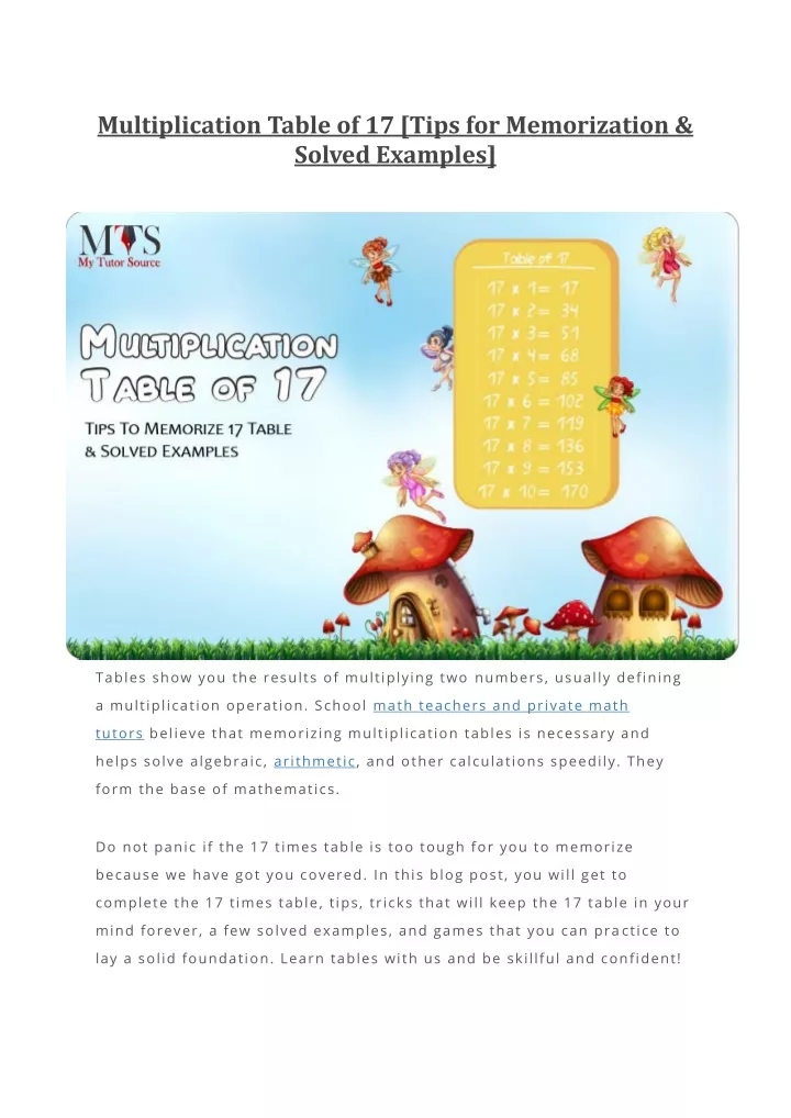 PPT - Multiplication Table of 17 [Tips for Memorization & Solved ... PPT - Multiplication Table of 17 [Tips for Memorization & Solved ...
