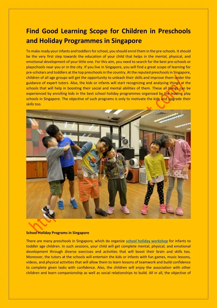 PPT - Find Good Learning Scope for Children in Preschools and Holiday ...