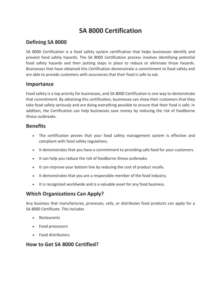 PPT - SA 8000 certification PowerPoint Presentation, free download - ID ...