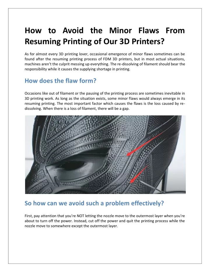 PPT - How to Avoid the Minor Flaws From Resuming Printing of Our 3D ...