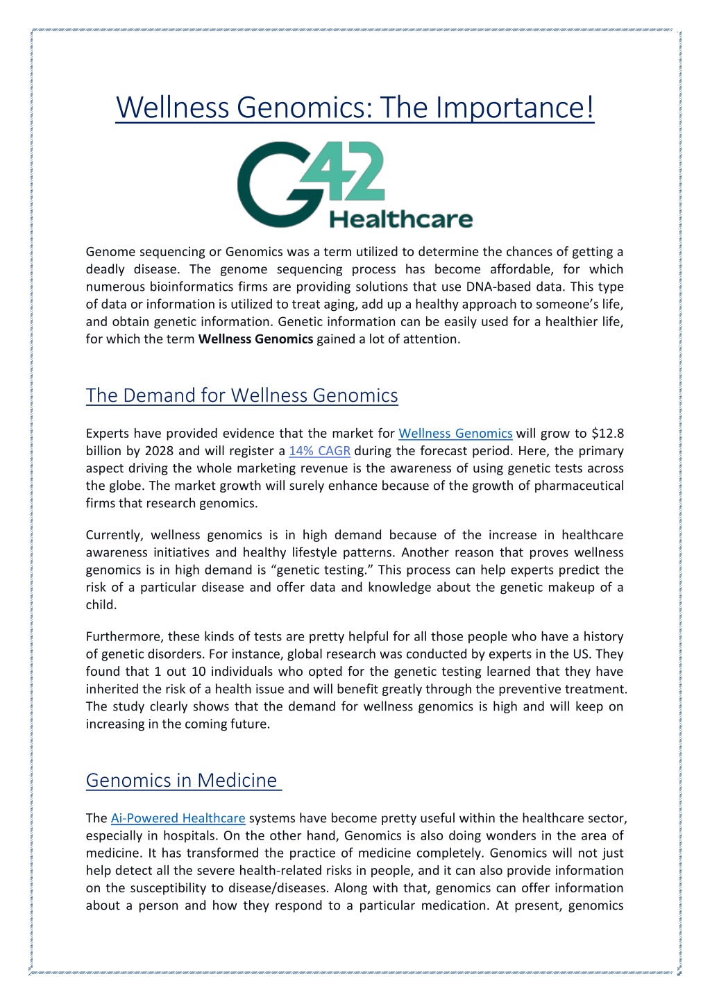 PPT - Wellness Genomics - The Importance PowerPoint Presentation, free ...
