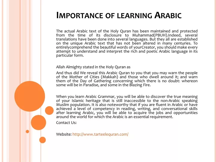 PPT - Importance of learning Arabic PowerPoint Presentation, free download - ID:11415772