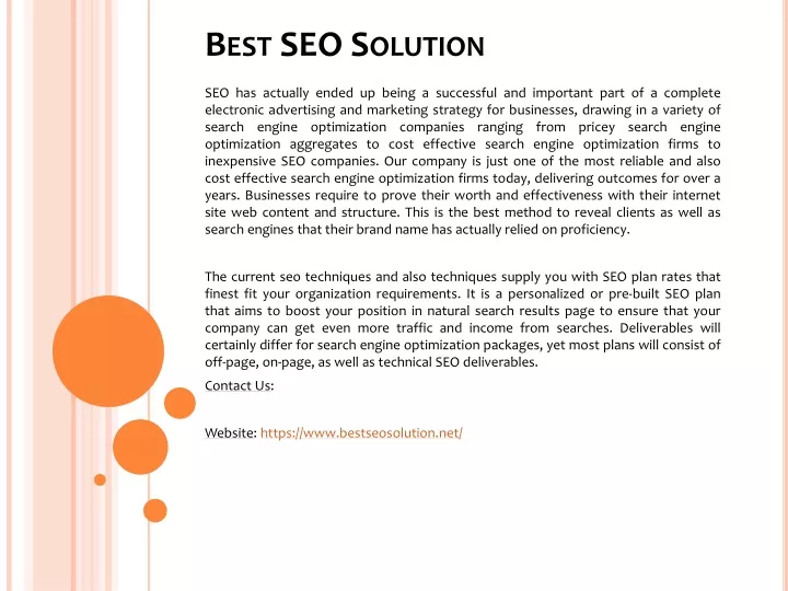 PPT - Best SEO Solution PowerPoint Presentation, free download - ID ...