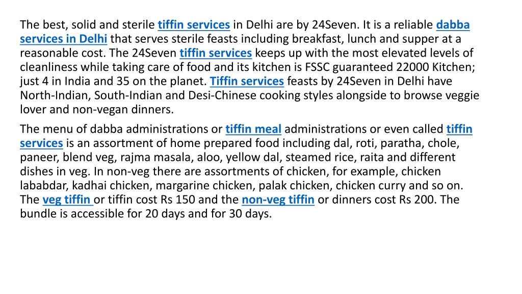 PPT - tiffin services and dabba services in delhi PowerPoint ...