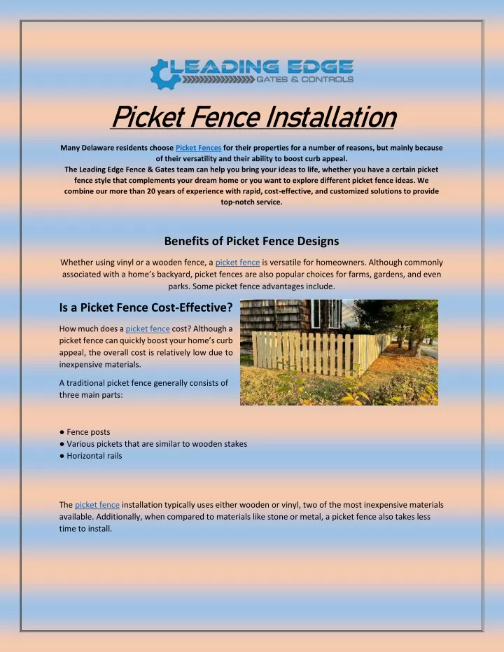PPT - Picket Fence Installation PowerPoint Presentation, free download ... PPT - Picket Fence Installation PowerPoint Presentation, free download ...