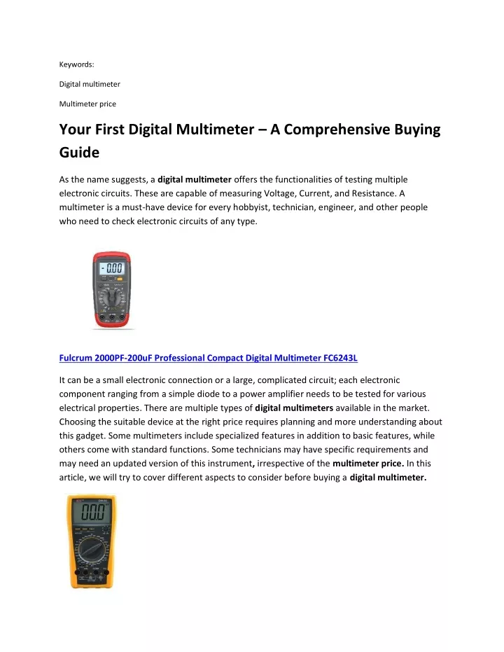 PPT - Your First Digital Multimeter – A Comprehensive Buying Guide ...