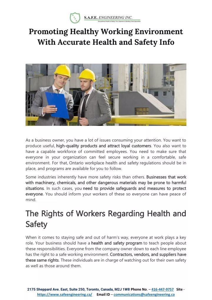 PPT - Promoting Healthy Working Environment With Accurate Health and ...