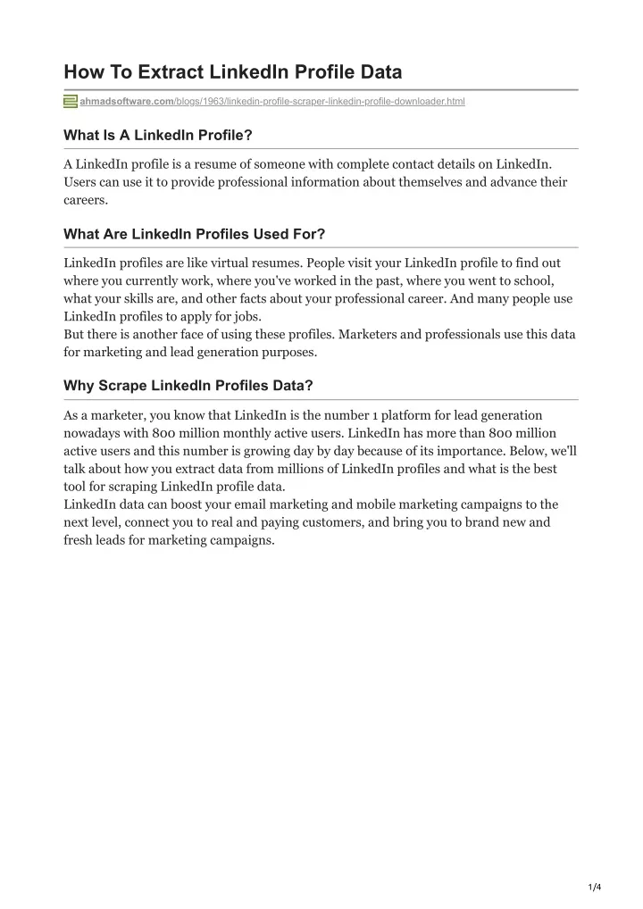Ppt 1how To Extract Linkedin Profile Data Powerpoint Presentation 2213